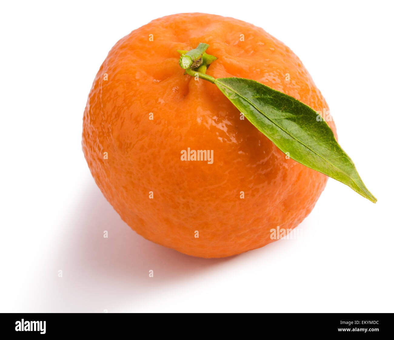 single tangerine with leaf isolated Stock Photo - Alamy