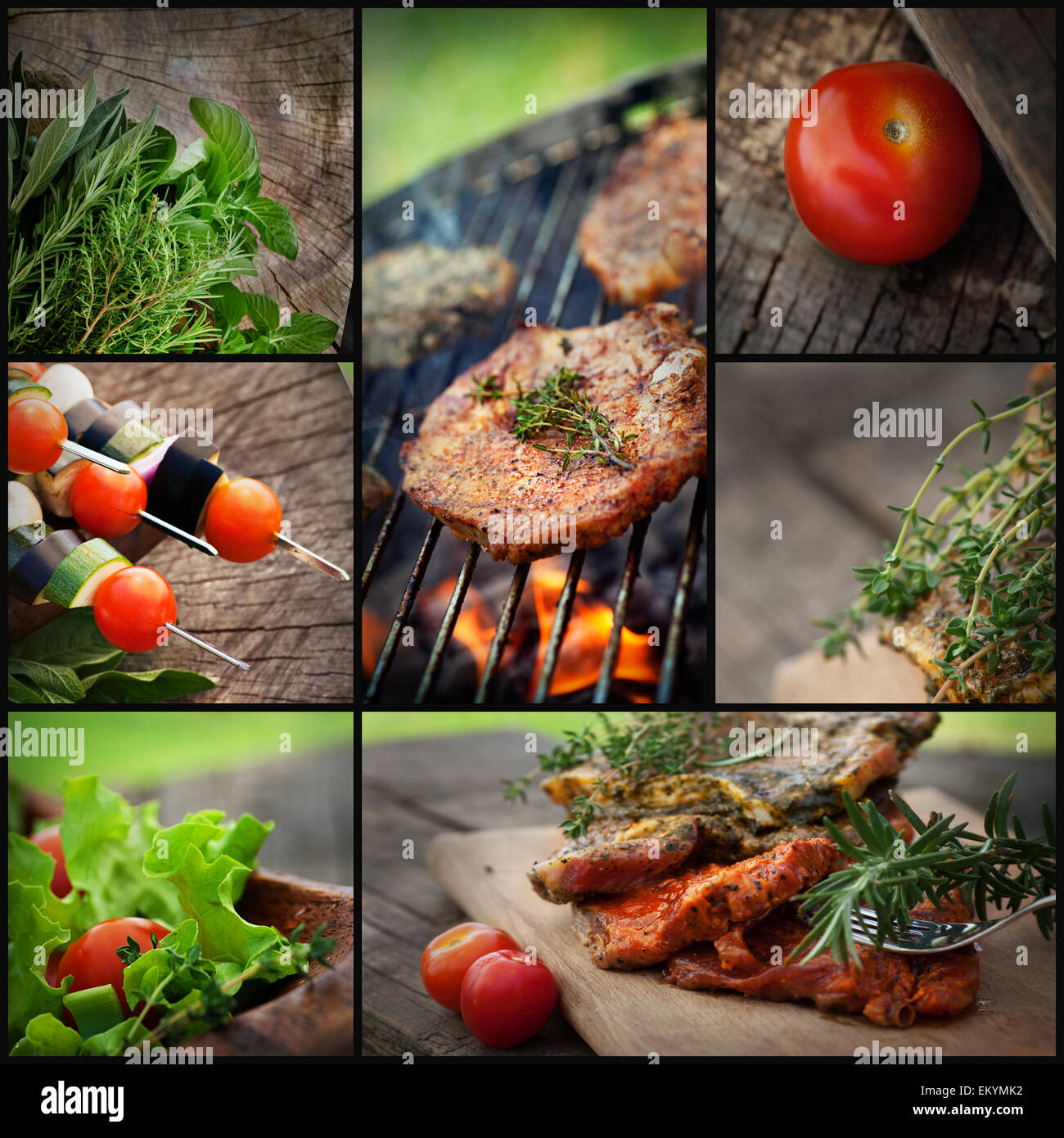 Barbecue BBQ collage Stock Photo - Alamy