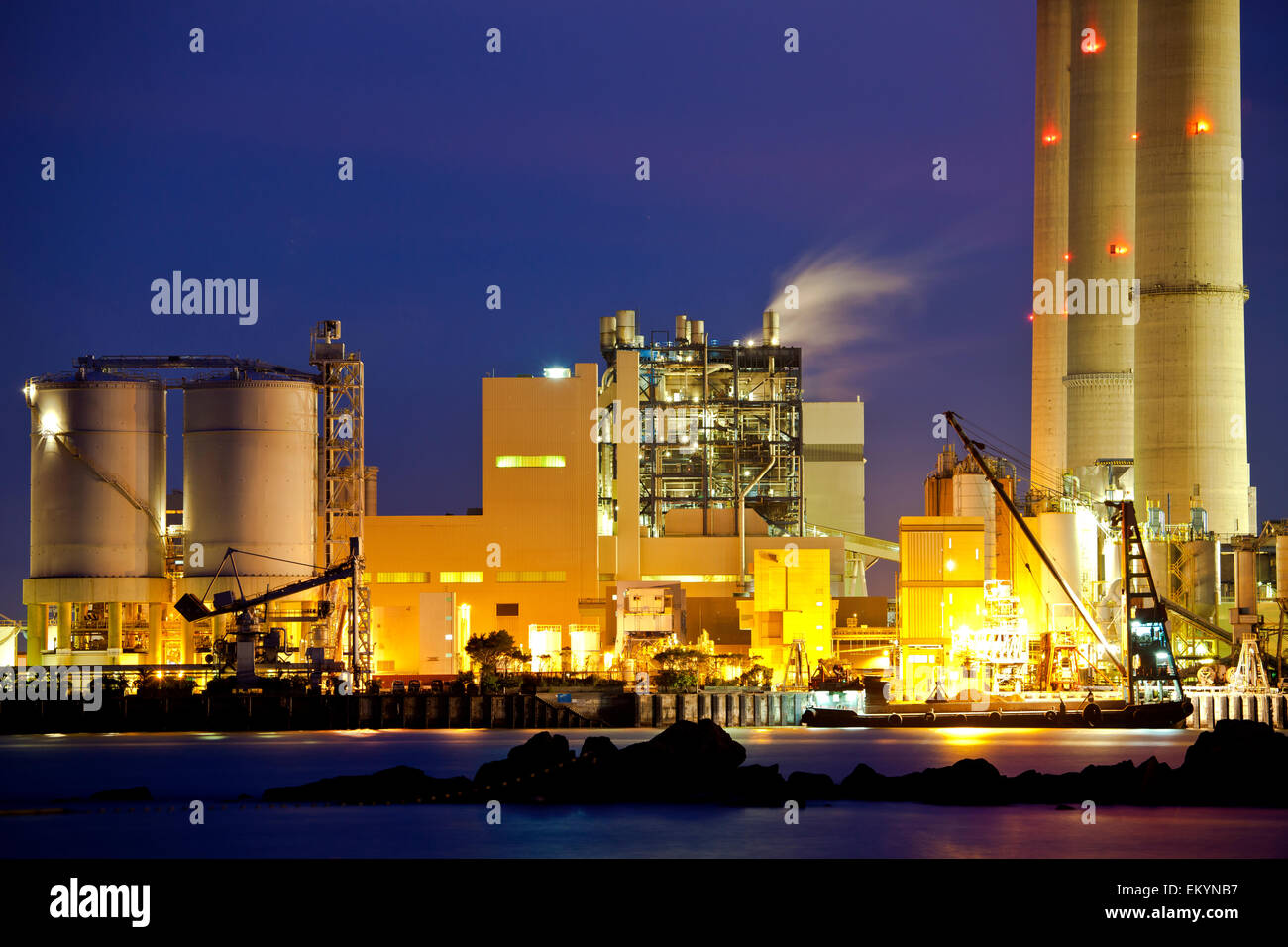 Power station at night Stock Photo - Alamy