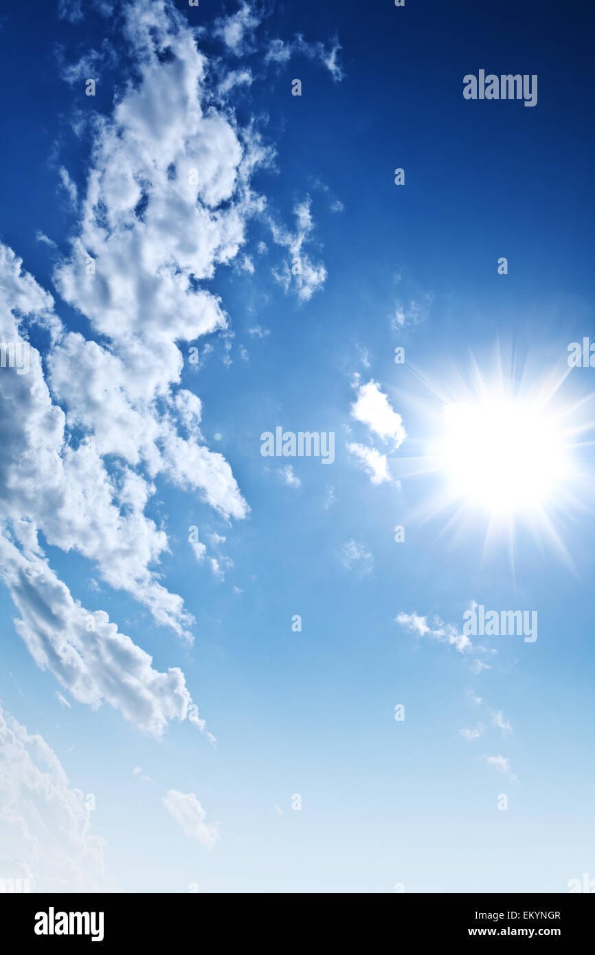 blue cloudy sky and sun Stock Photo - Alamy