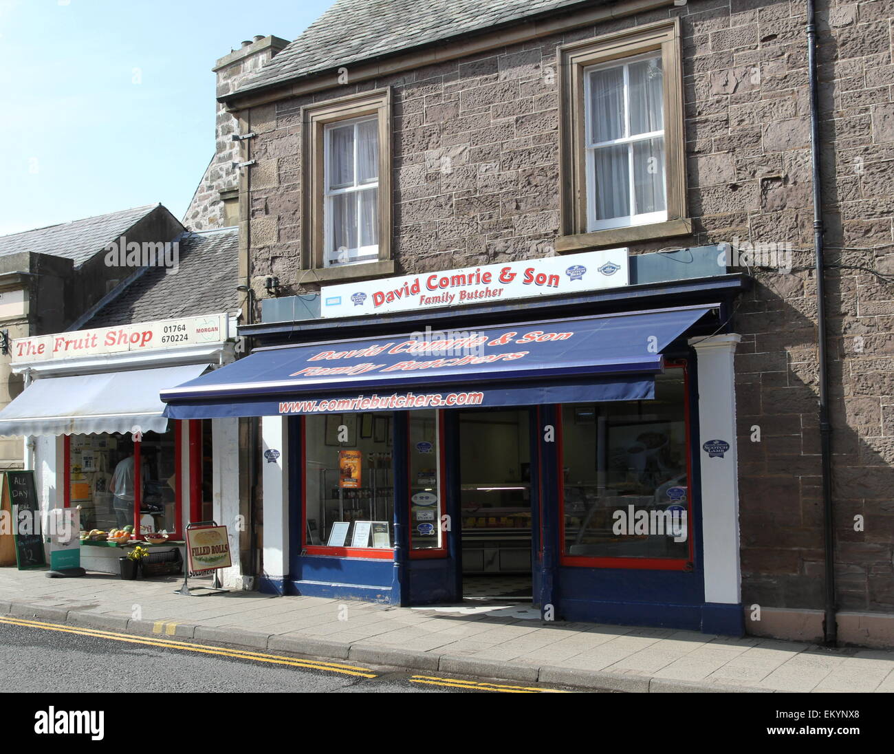 Exterior of David Comrie and son butchers Comrie Scotland April 2015 ...
