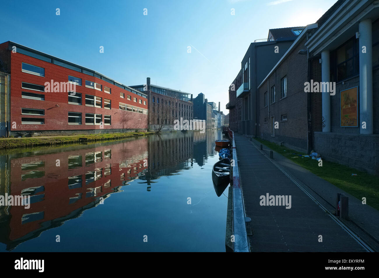 Channel crossing industrial buildings Stock Photo - Alamy