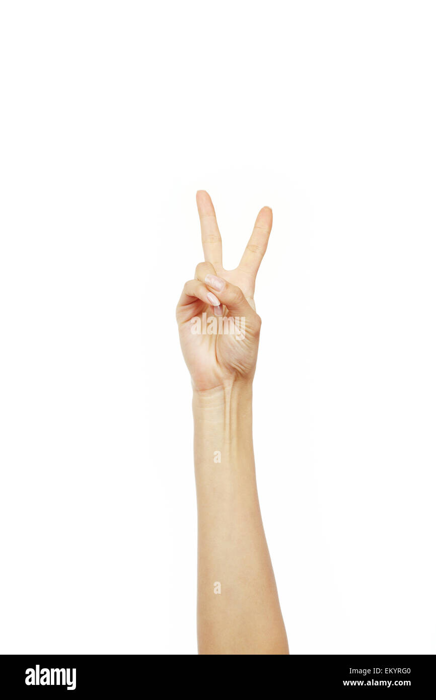 Happy winning finger sign two hi-res stock photography and images - Alamy