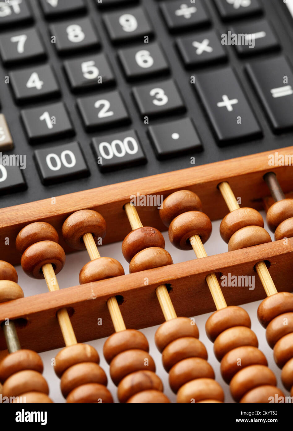 Ancient abacus and modern calculator Stock Photo - Alamy