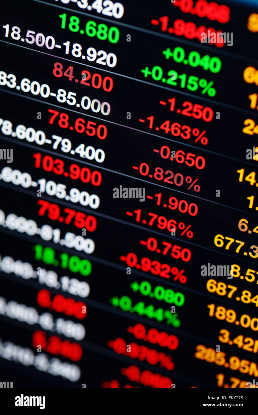 Stock market data on display Stock Photo - Alamy