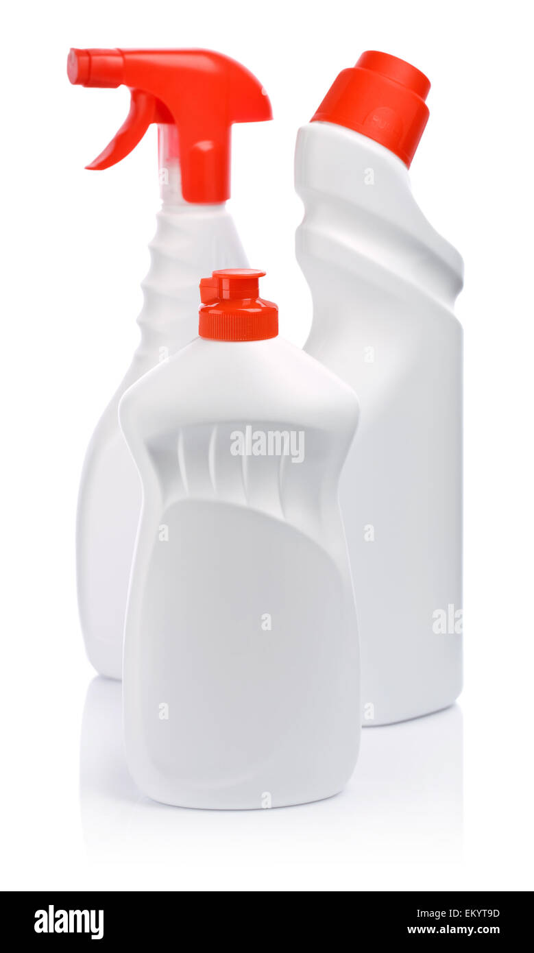 three bottles with red elements Stock Photo - Alamy