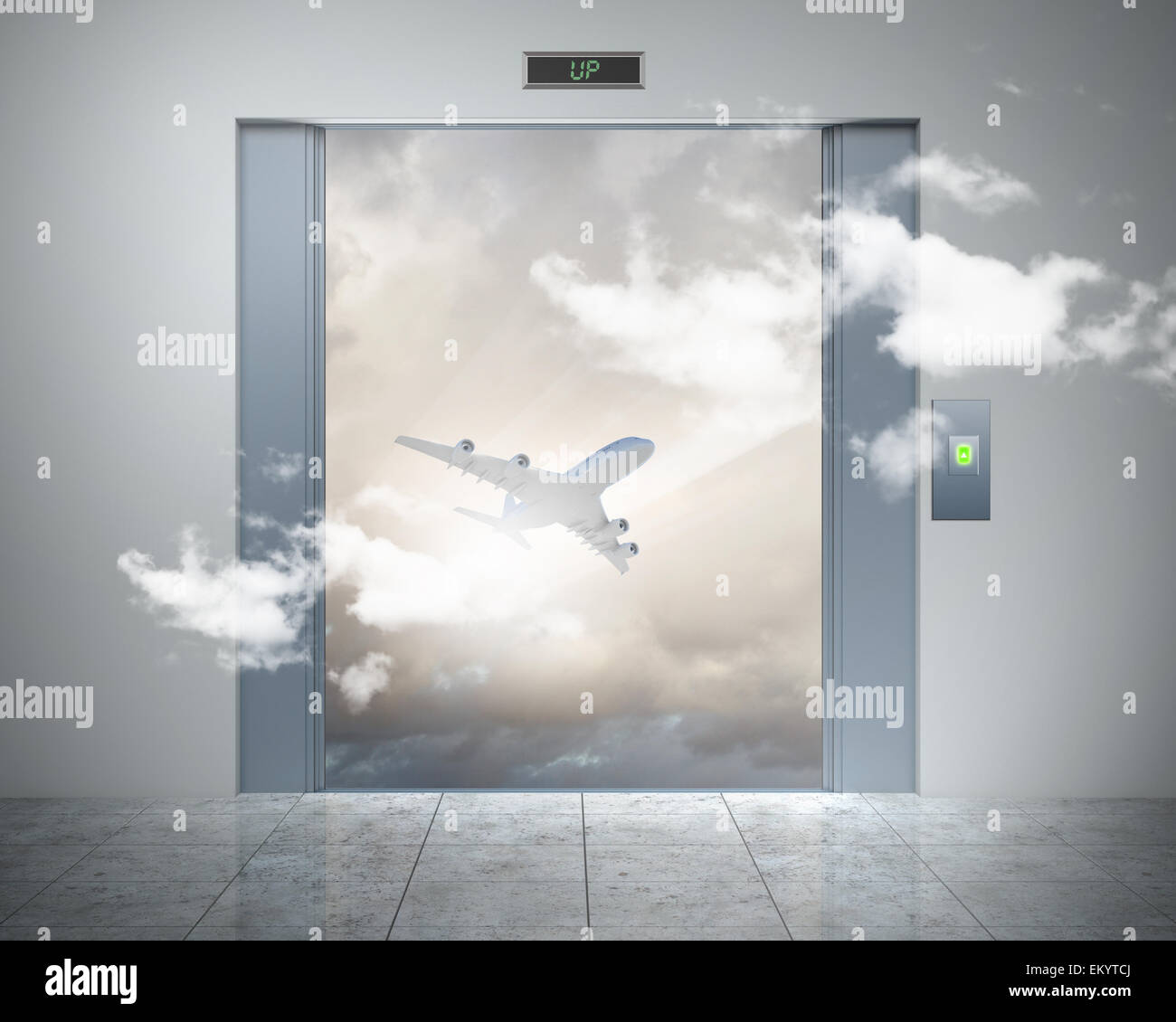 elevator doors and the natural landscape Stock Photo - Alamy