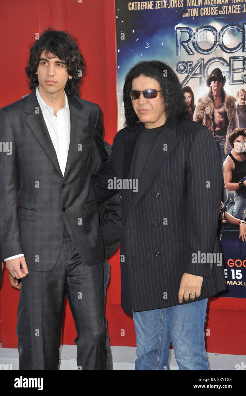 LOS ANGELES, CA - JUNE 9, 2012: "KISS" star Gene Simmons & son Nick ...