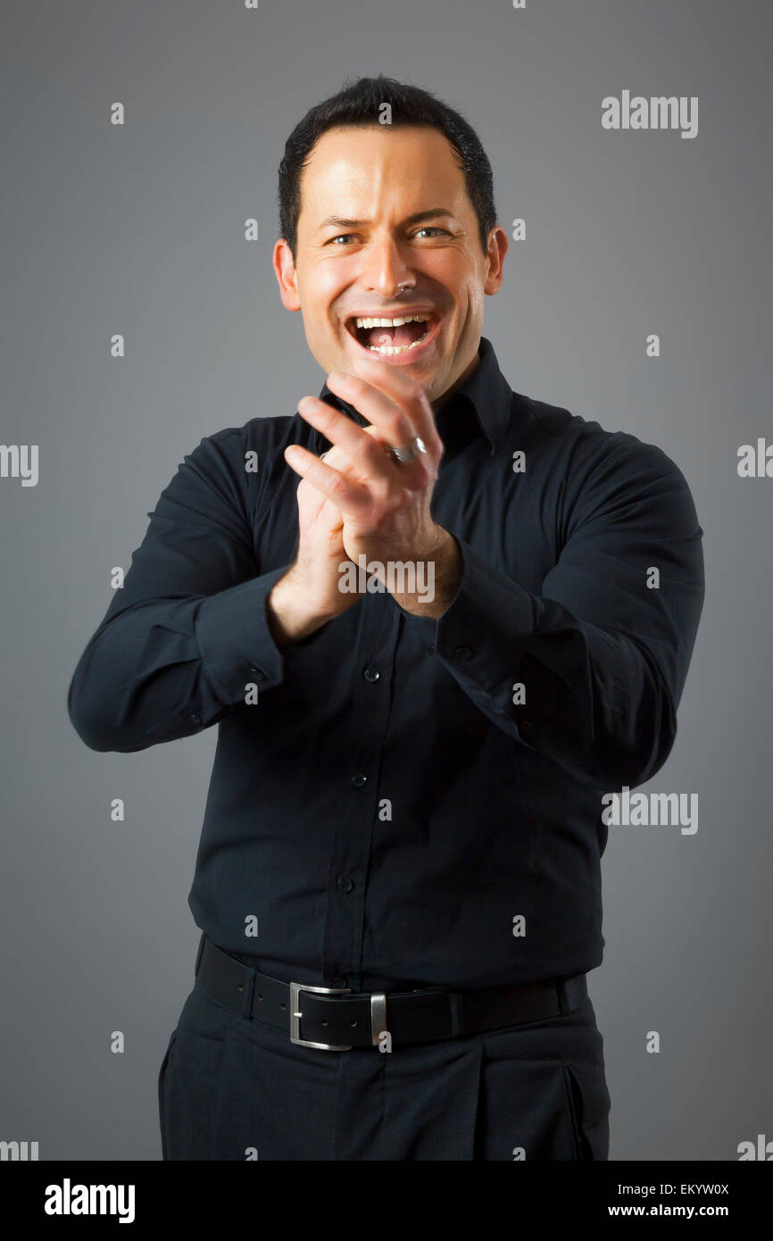 man claps his hands Stock Photo - Alamy