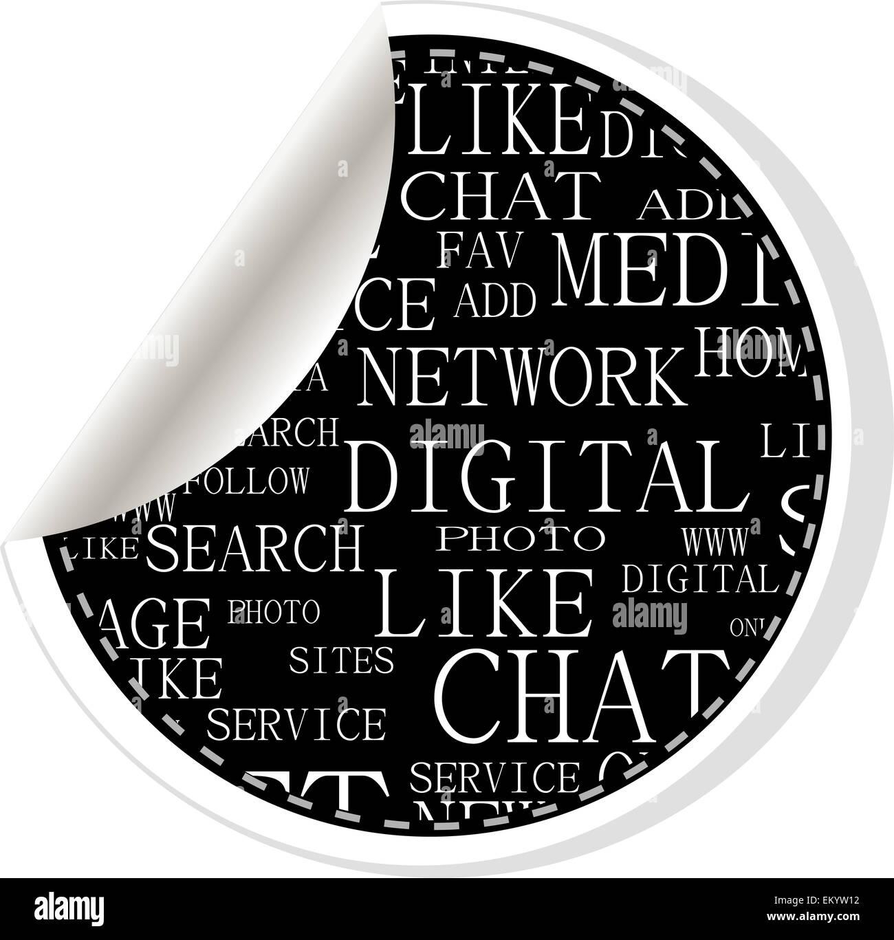 Social media stickers with networking concept words Stock Photo - Alamy