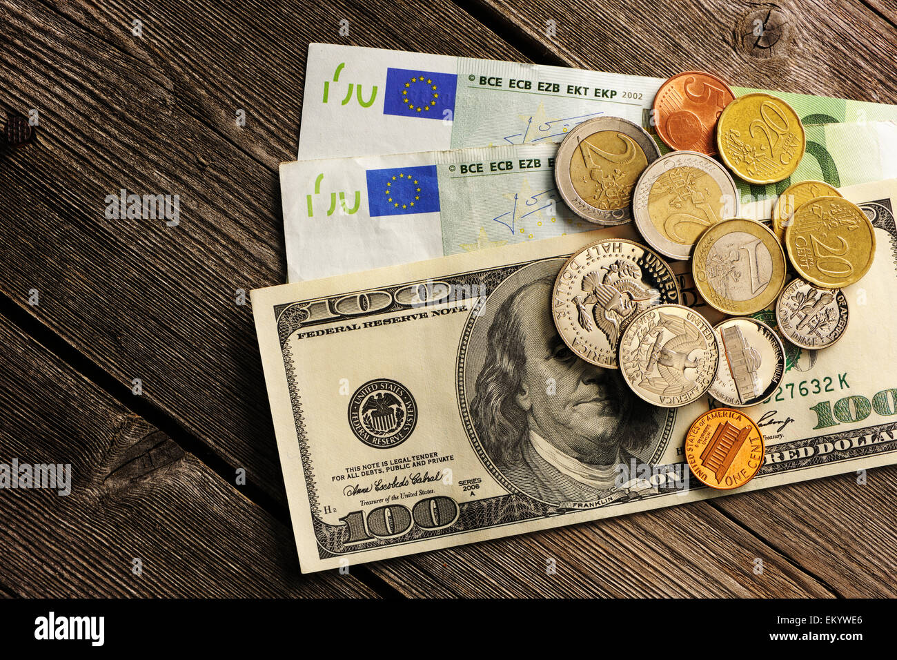 Money coins euro us hi-res stock photography and images - Alamy