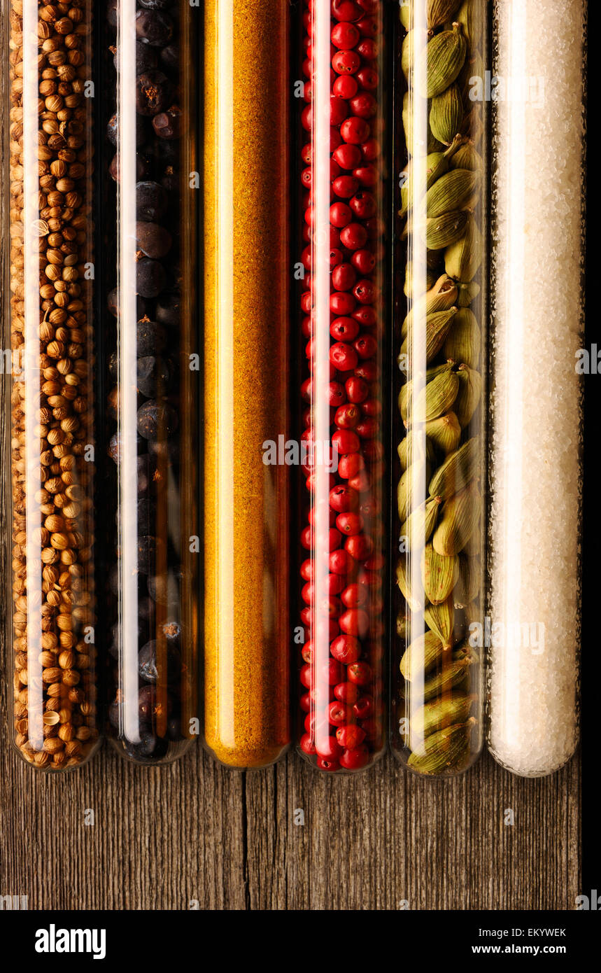 Spices in beakers close-up Stock Photo - Alamy