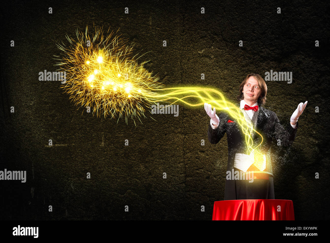 magician causes the magic out of the hat Stock Photo - Alamy