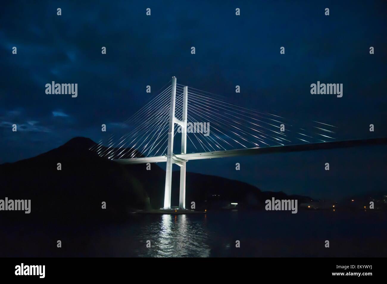 Megami Bridge Illuminated At Night; Nagasaki, Japan Stock Photo - Alamy