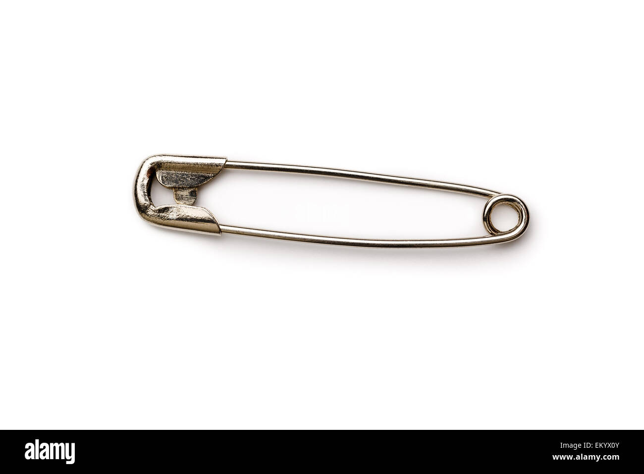 Metal safety pin or needle. Isolated on a white background Stock Photo ...