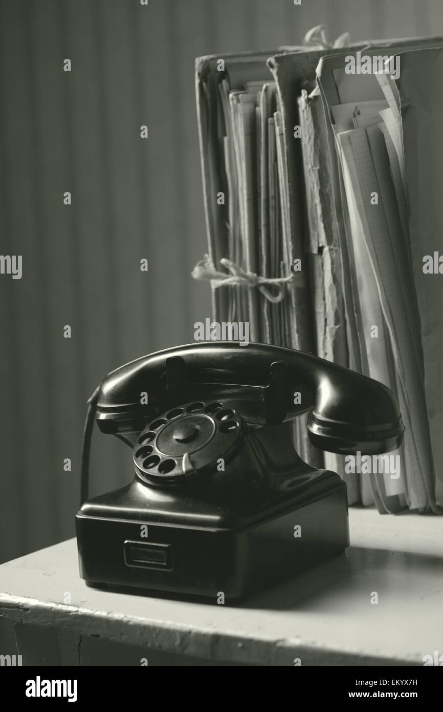 Old phone in office Stock Photo - Alamy