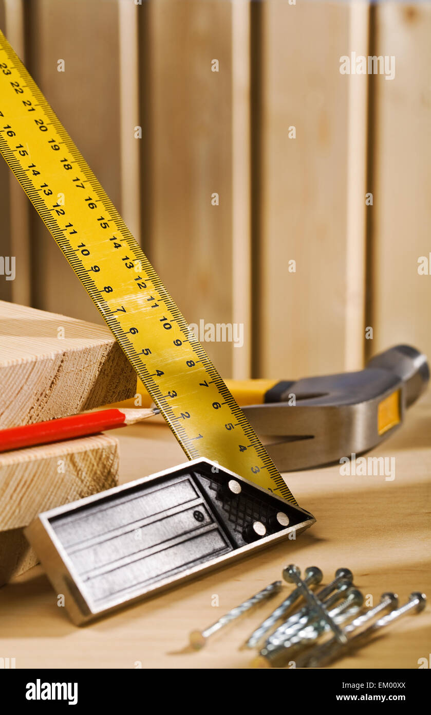Set-square ruller and other tools Stock Photo - Alamy
