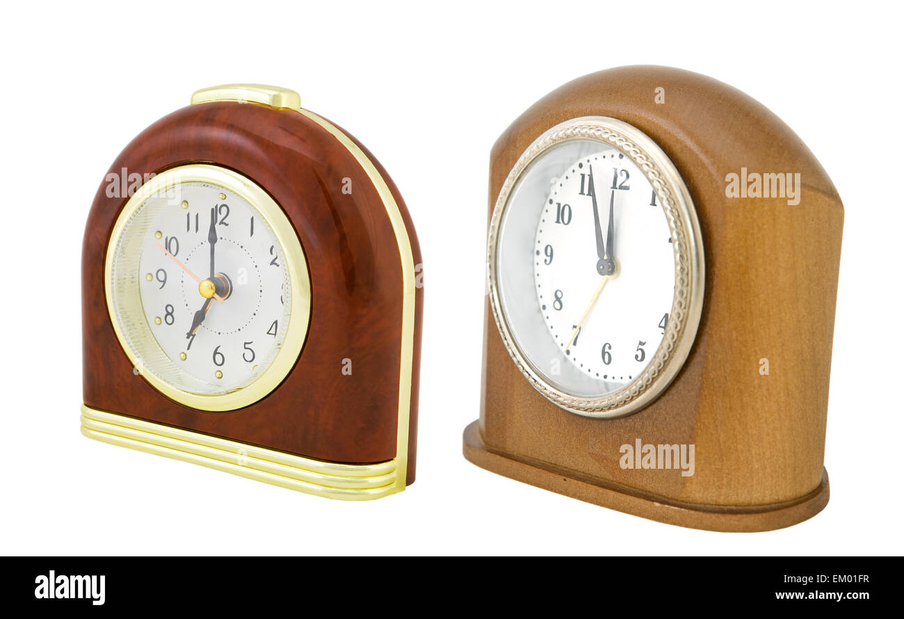two clock isolated on a white background Stock Photo - Alamy