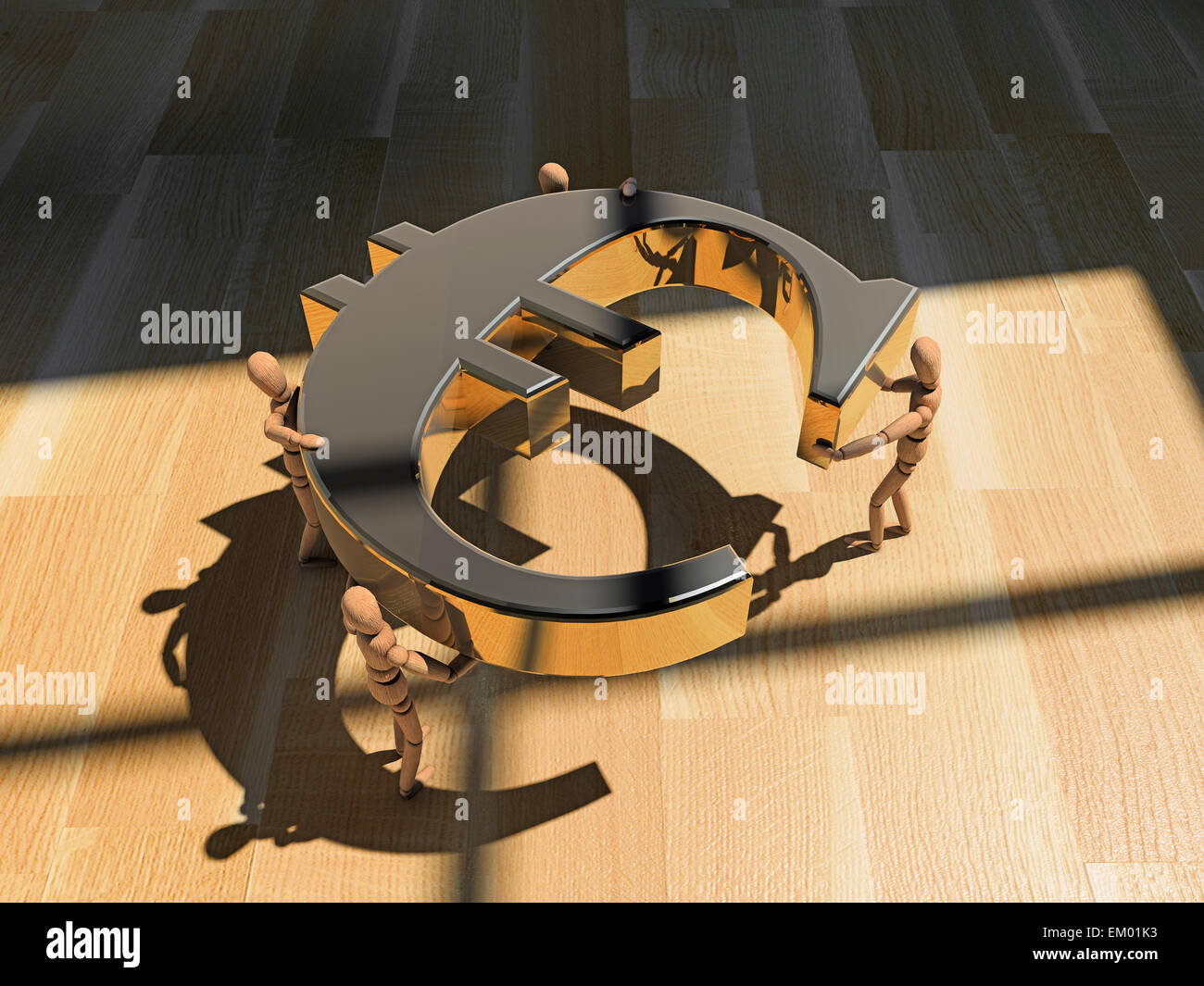 Wooden manikins carrying an euro hi-res stock photography and images ...