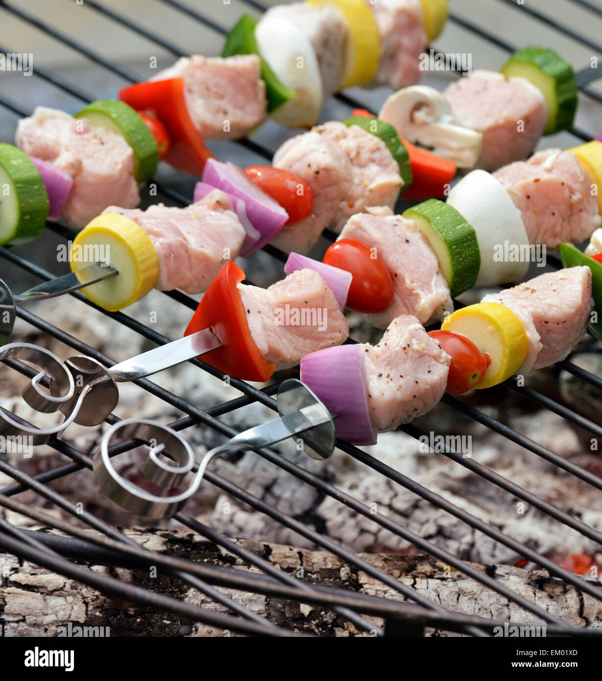Ham Kabobs On The Grill Stock Photo - Alamy