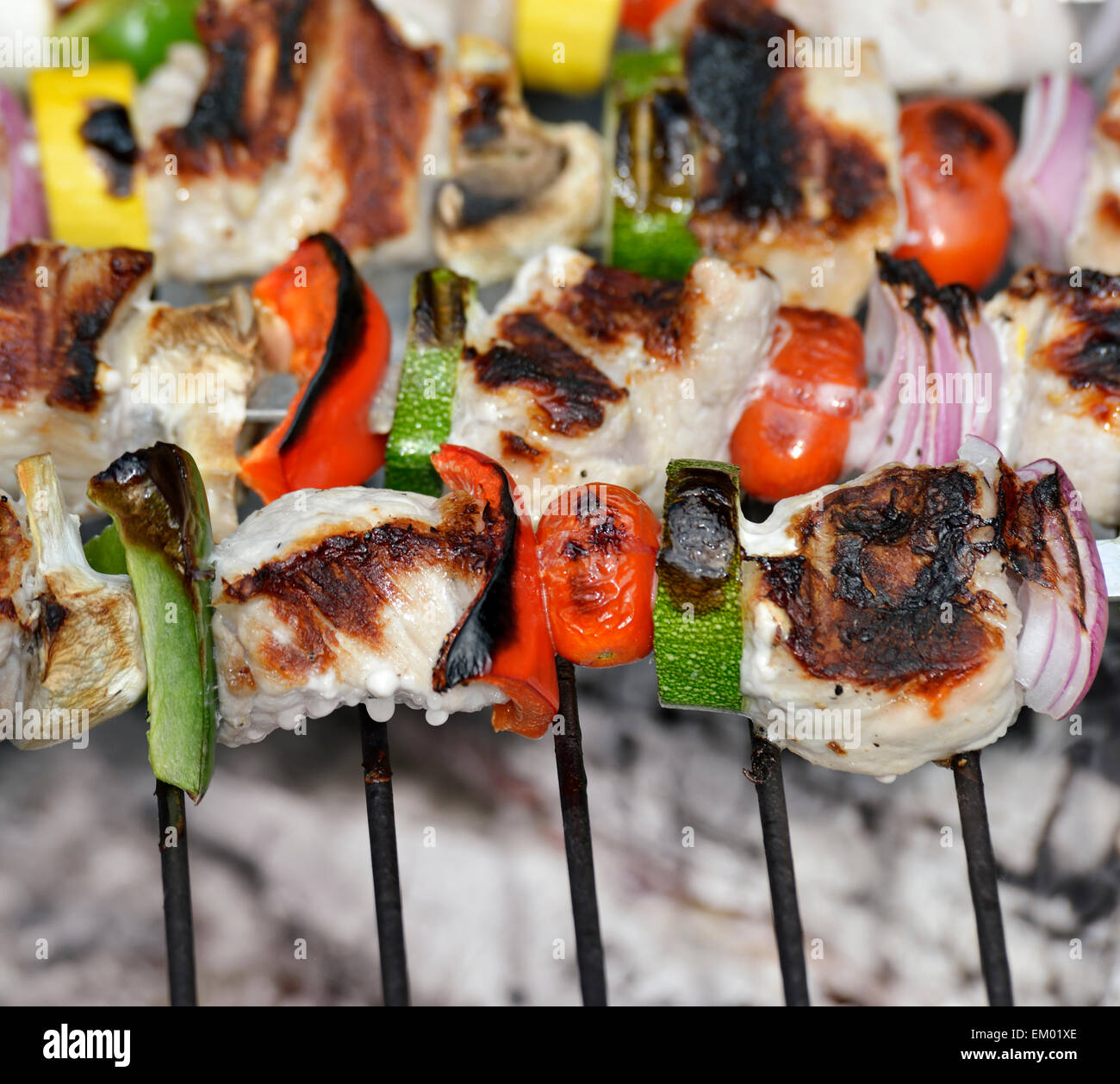 Ham Kabobs On The Grill Stock Photo - Alamy