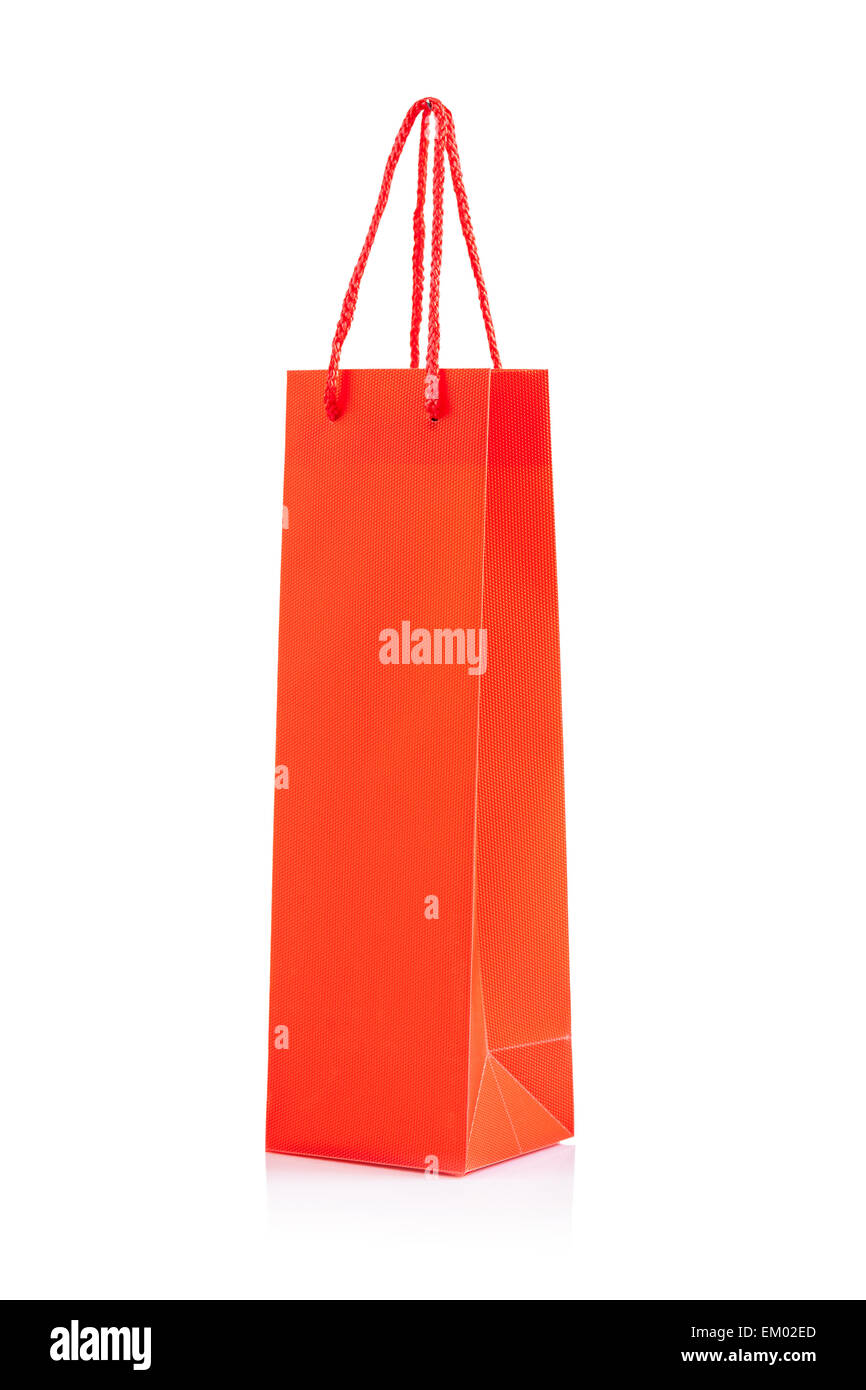 single red paper bag isolated on white Stock Photo - Alamy