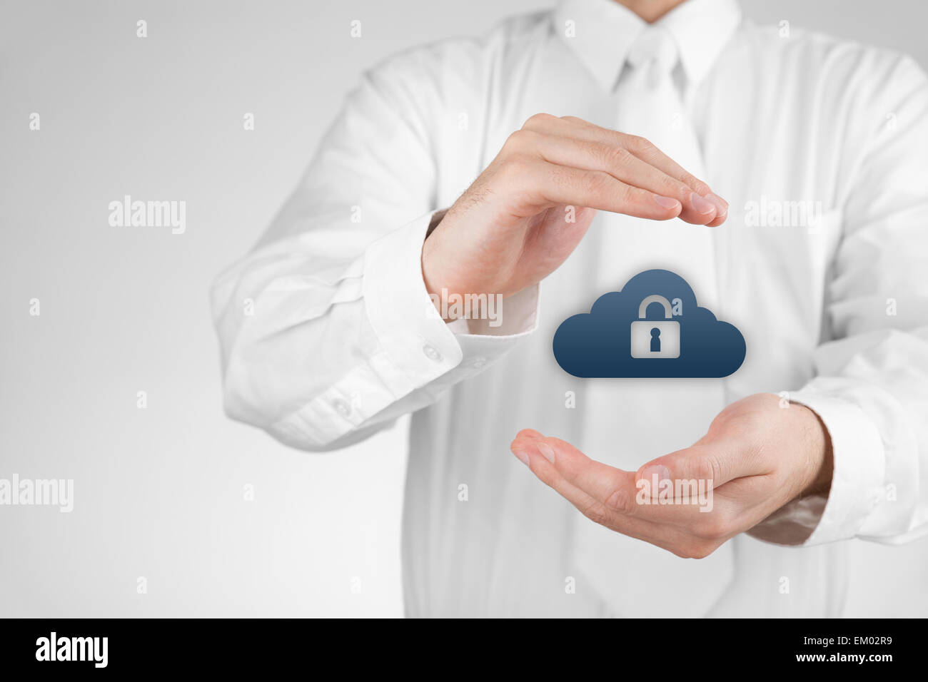 Cloud storage security concept. Security and safety of cloud computing data storage. Protecting ...