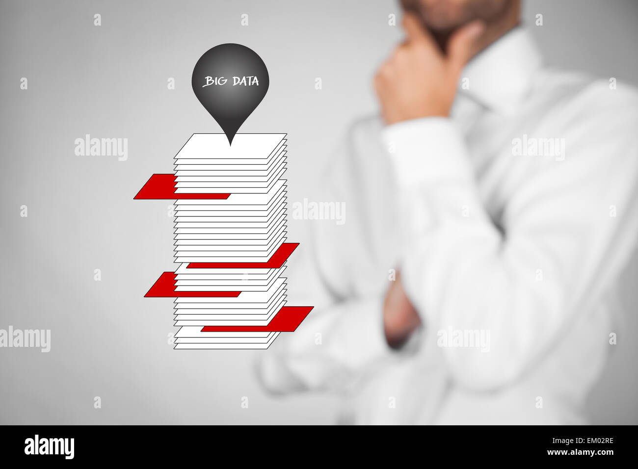 Big data analytics (bigdata) concept. Businessman think about big data ...