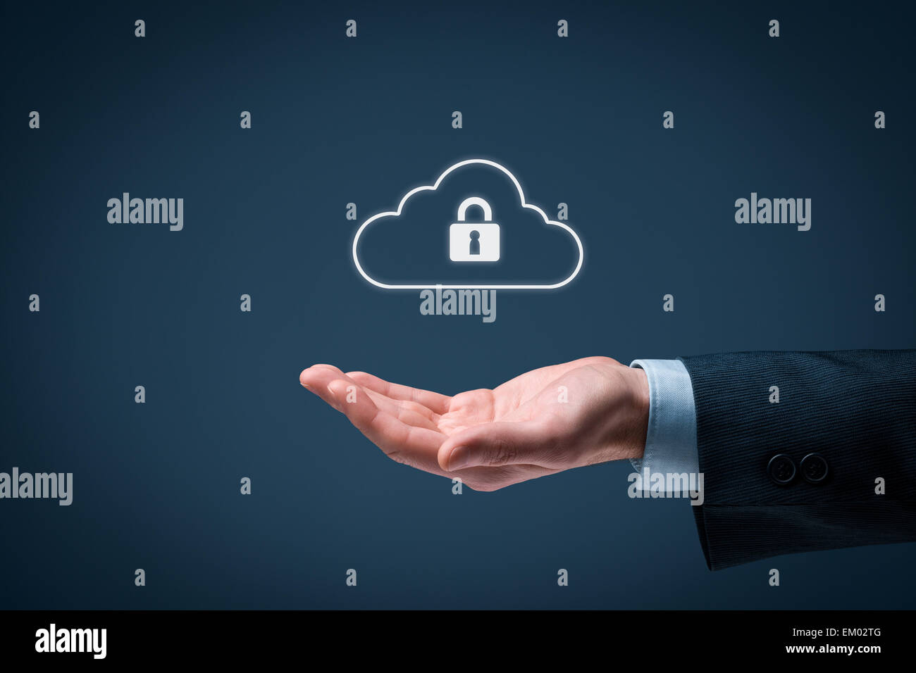 Cloud data security services concept. Safety data management specialist ...