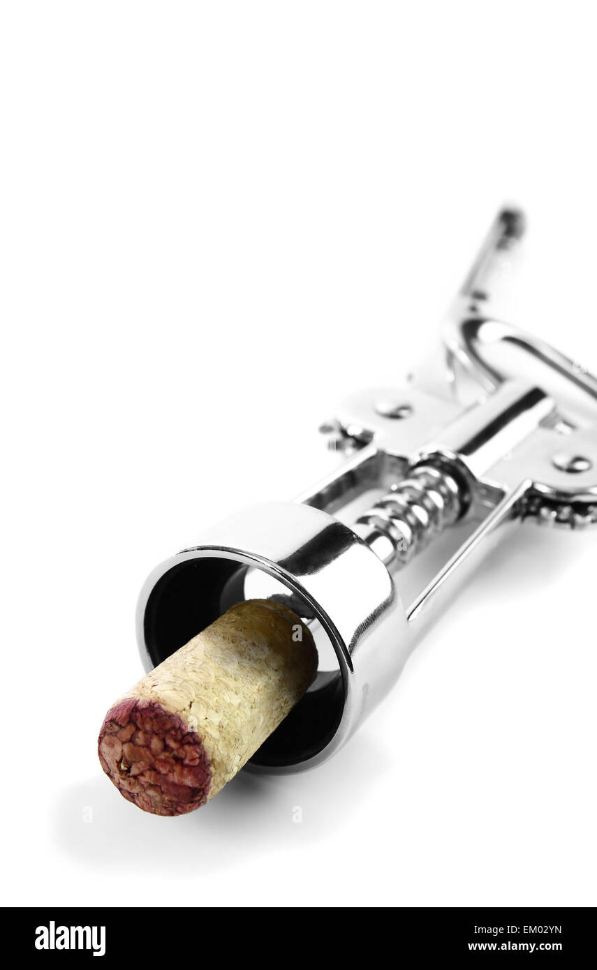 Corkscrew with cork attached Stock Photo - Alamy