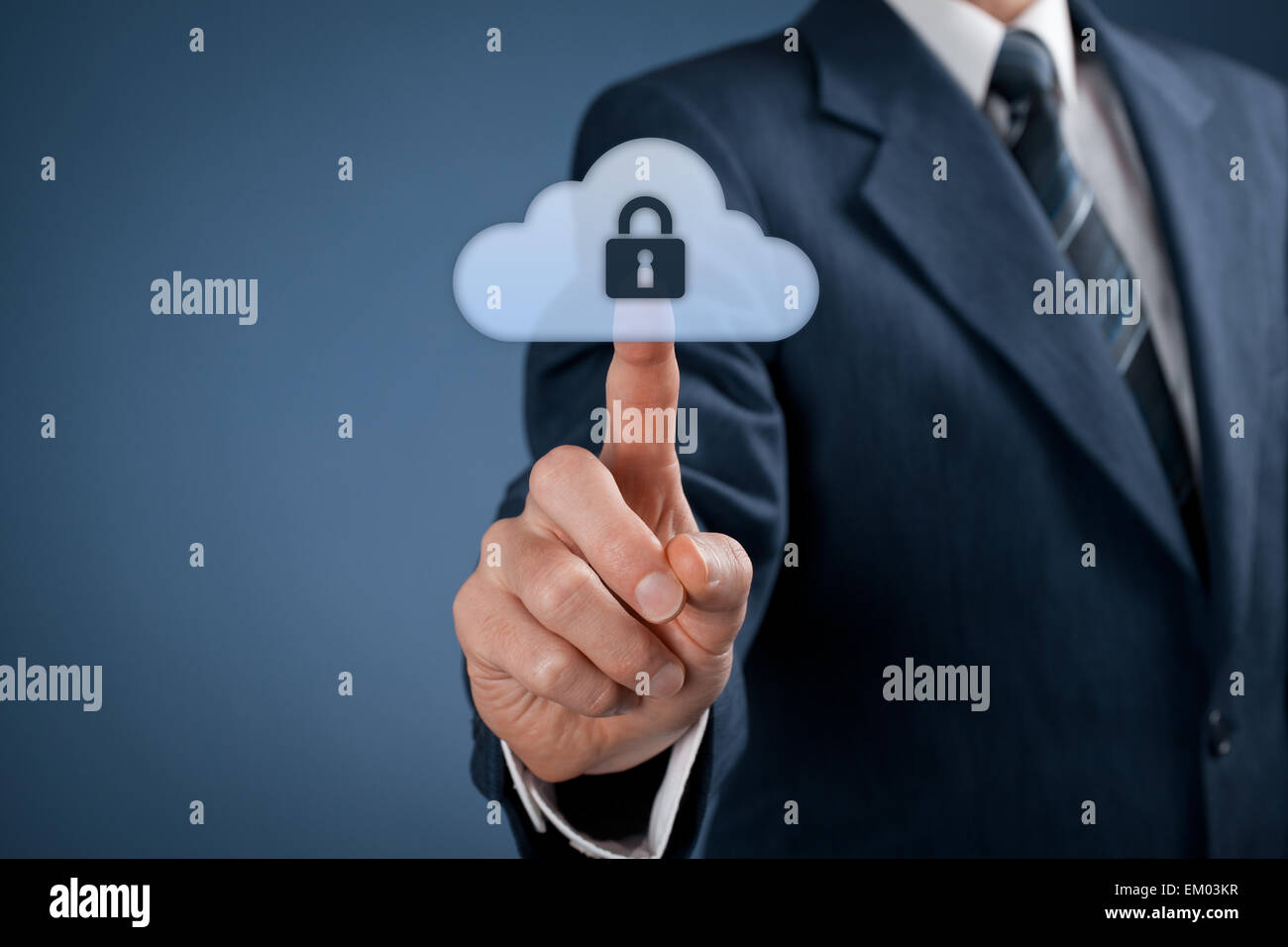 Cloud data security services concept. Safety data management specialist ...