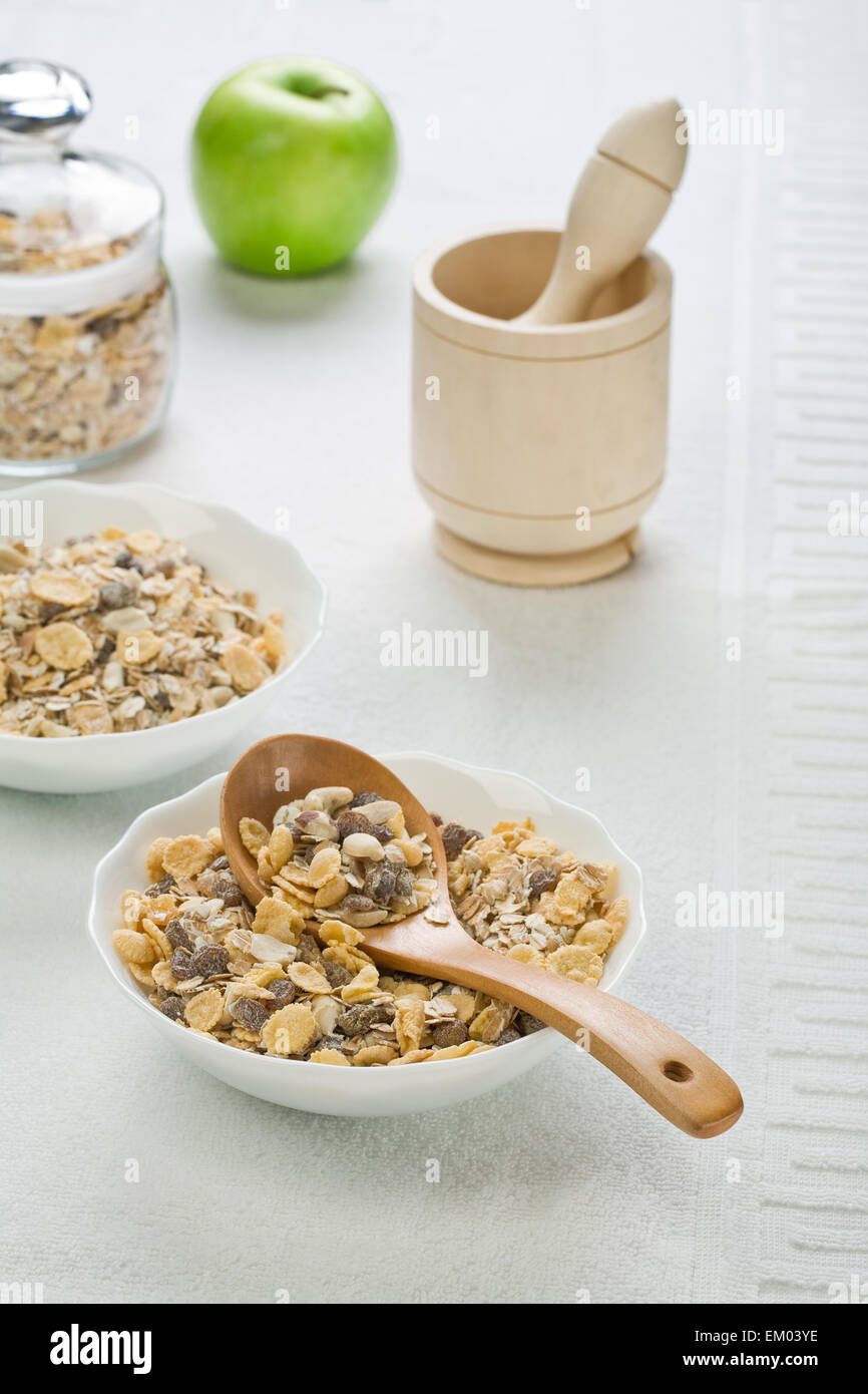 set of tableware with food Stock Photo - Alamy