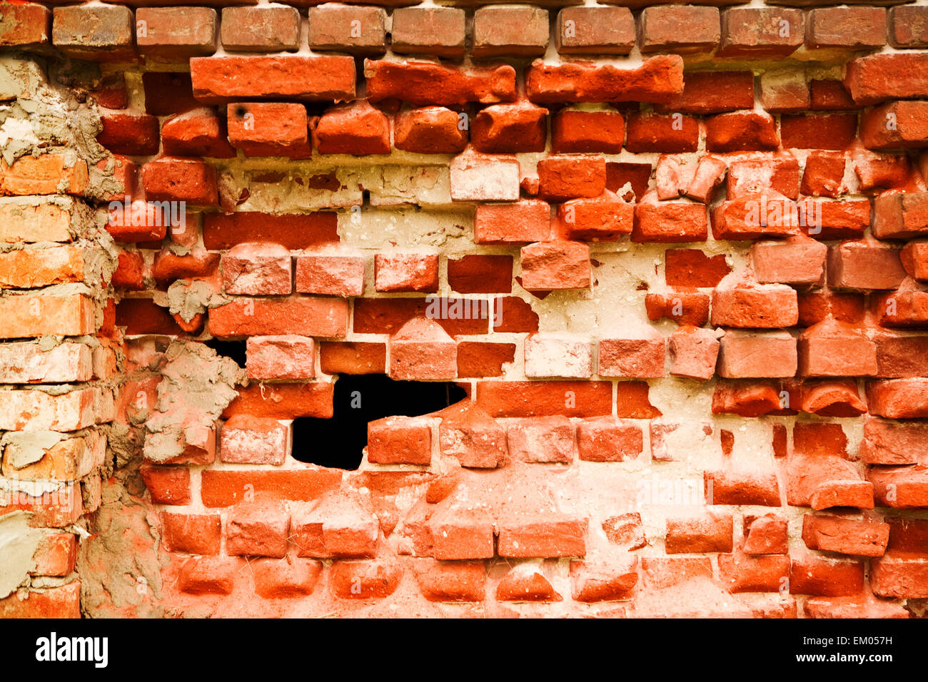 old destroyed brick wall Stock Photo - Alamy