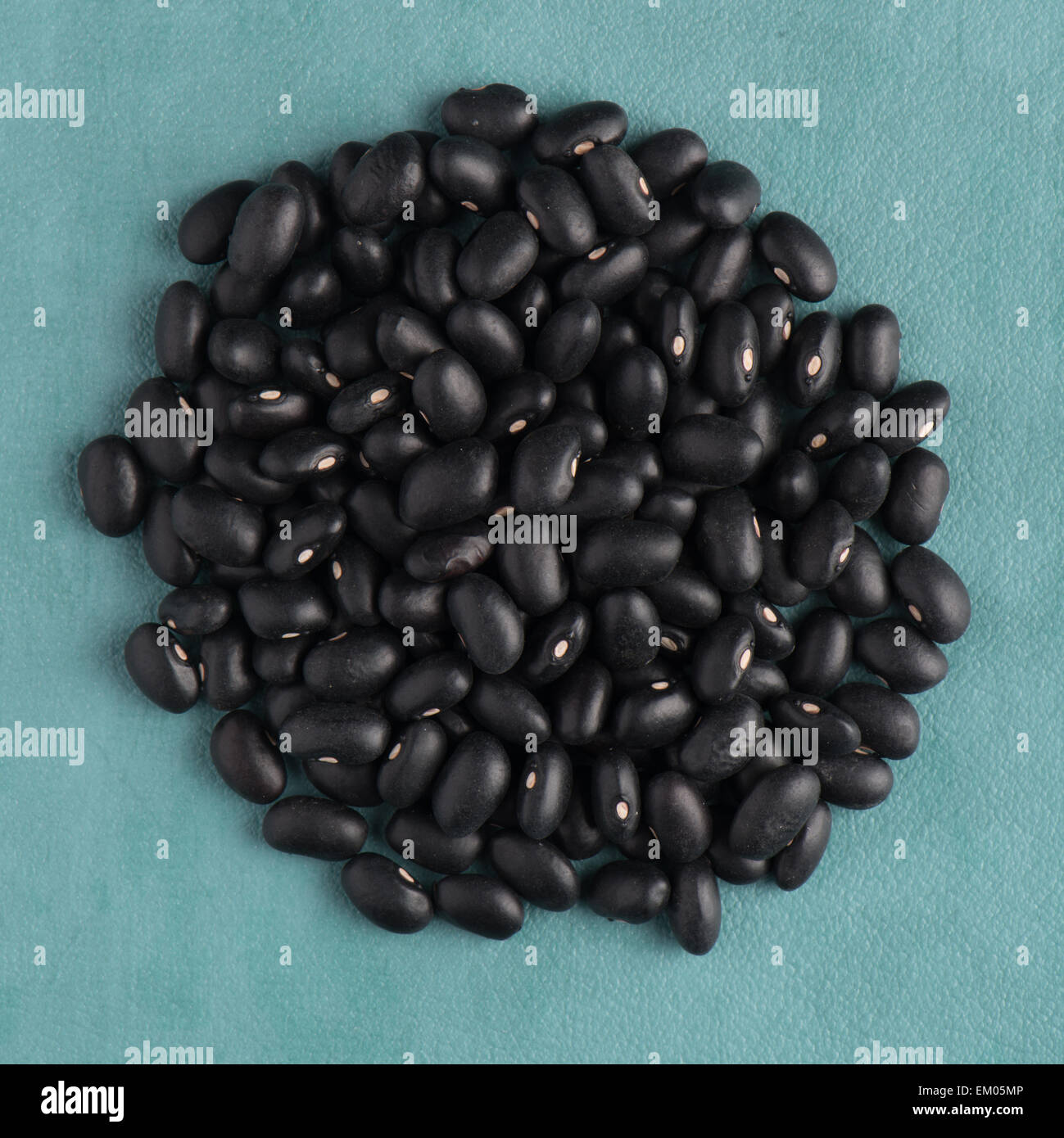 Circle of pink beans on blue background Stock Photo - Alamy