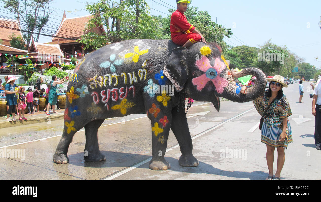 Elephant painting for Songkran Festival is celebrated in a traditional ...