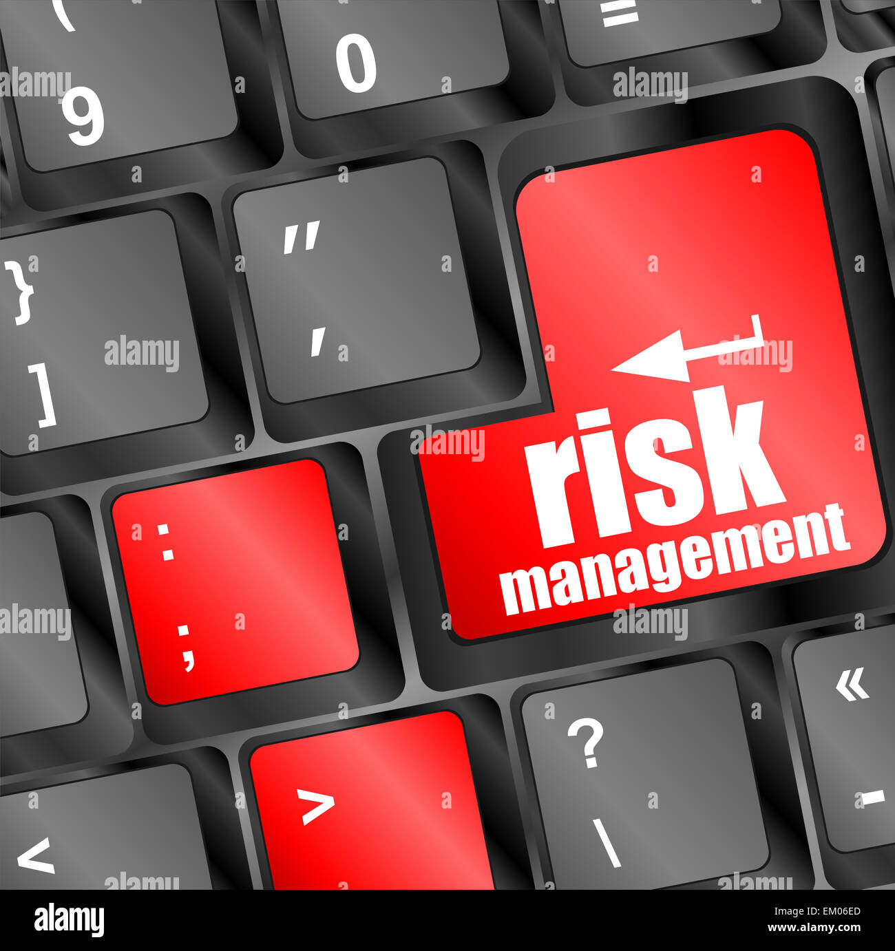 Keyboard with risk management button, internet concept Stock Photo - Alamy