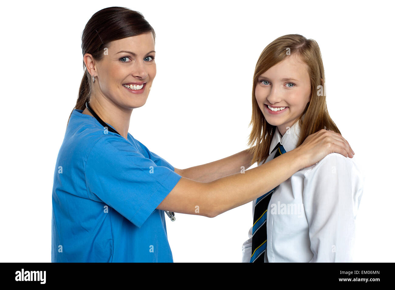 Friendly female doctor with her patient Stock Photo - Alamy