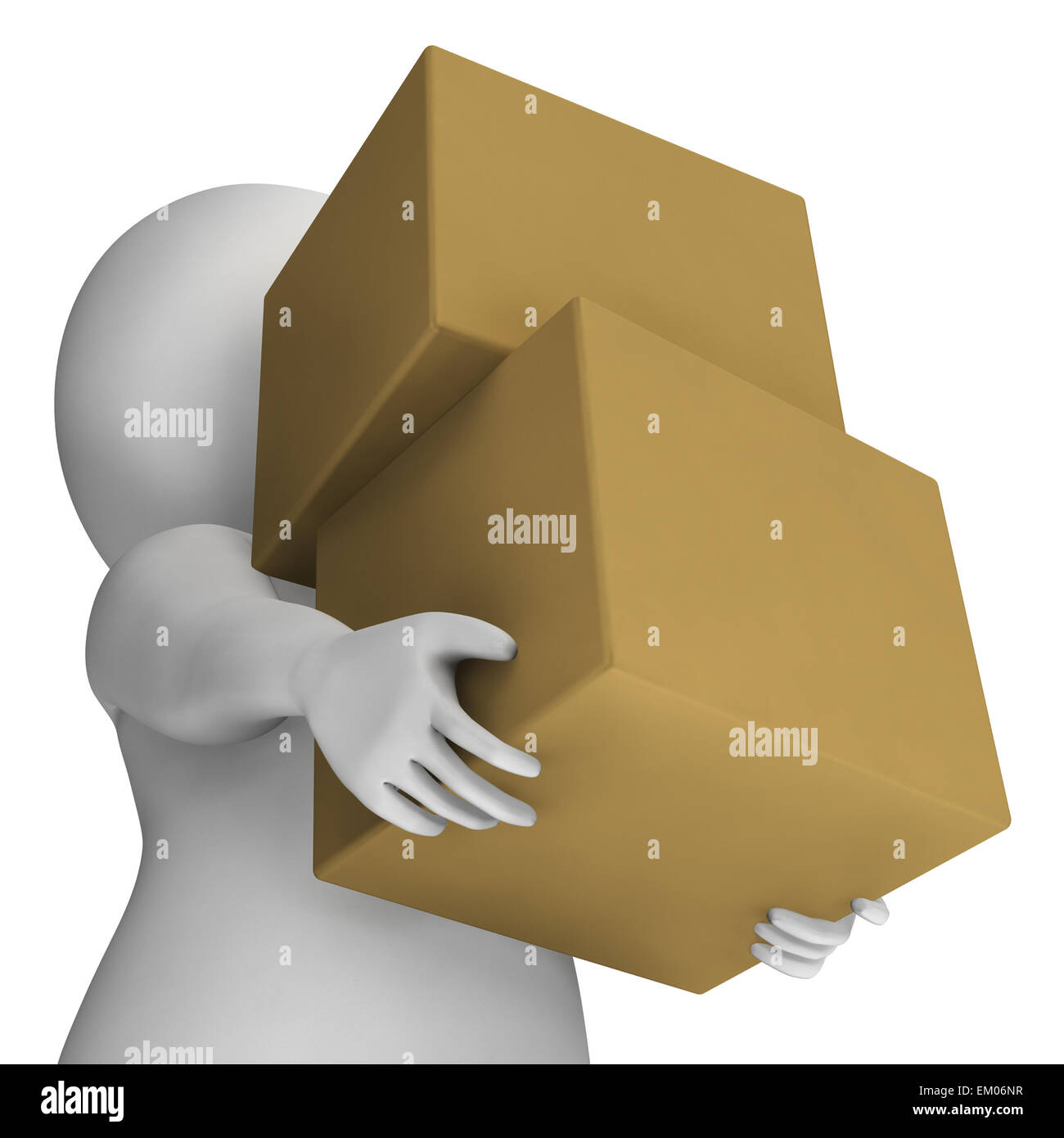 Man Holding Boxes Showing Delivery And Carrying Parcels Stock Photo - Alamy