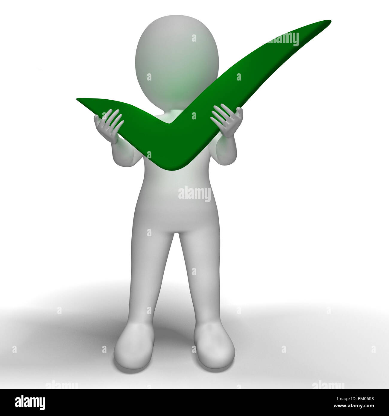 Holding Tick Or Check Sign Showing Approval Or Checked Stock Photo - Alamy