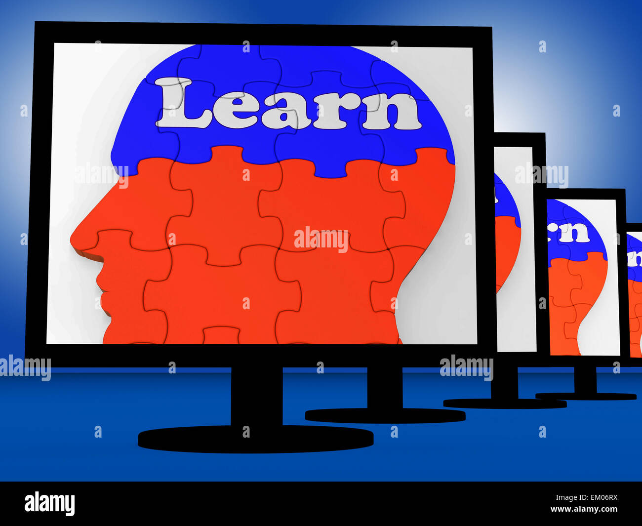 Learn On Brain On Monitors Showing Human Studying Stock Photo - Alamy