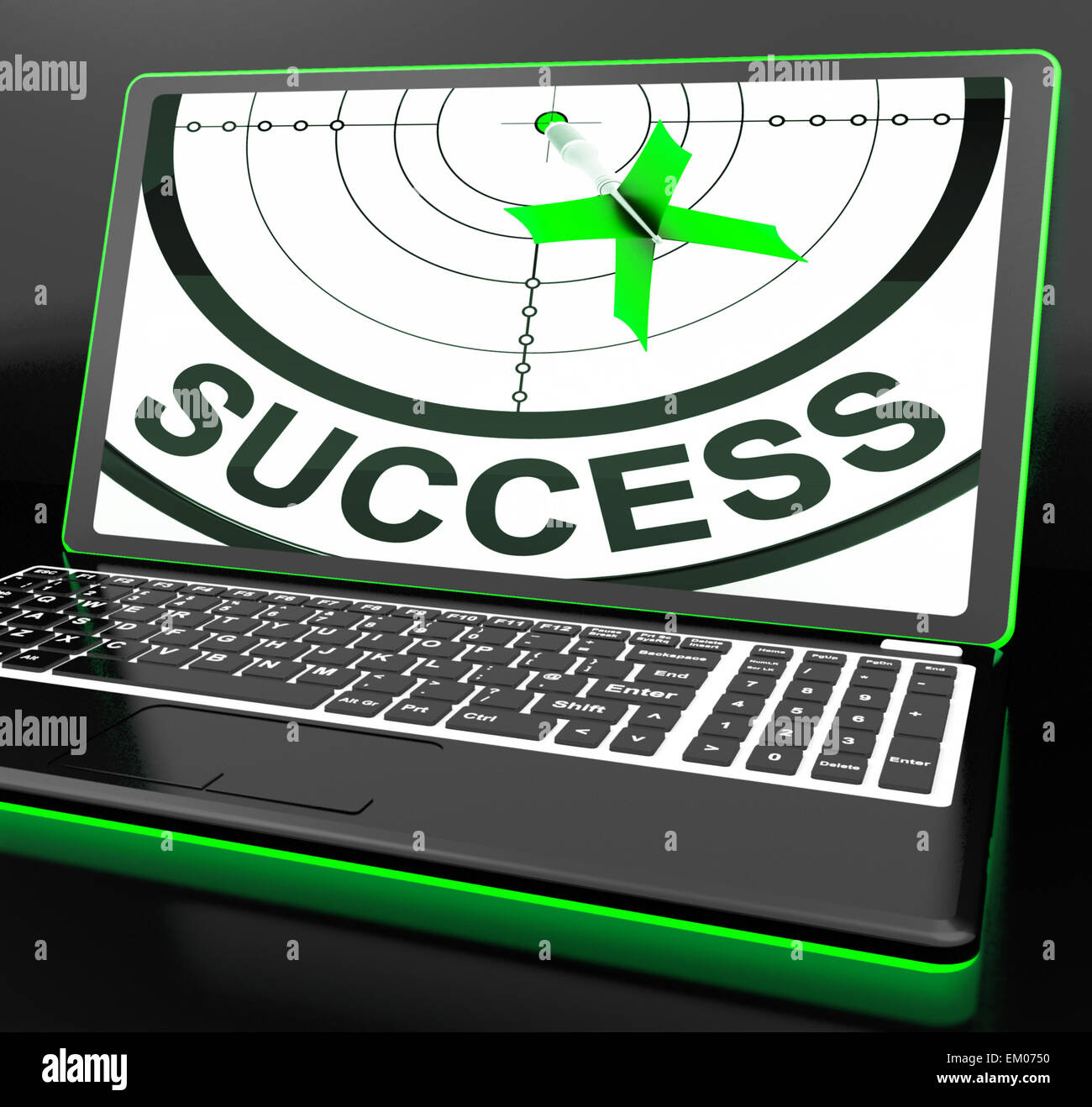 Success On Laptop Showing Successful Progress Stock Photo - Alamy