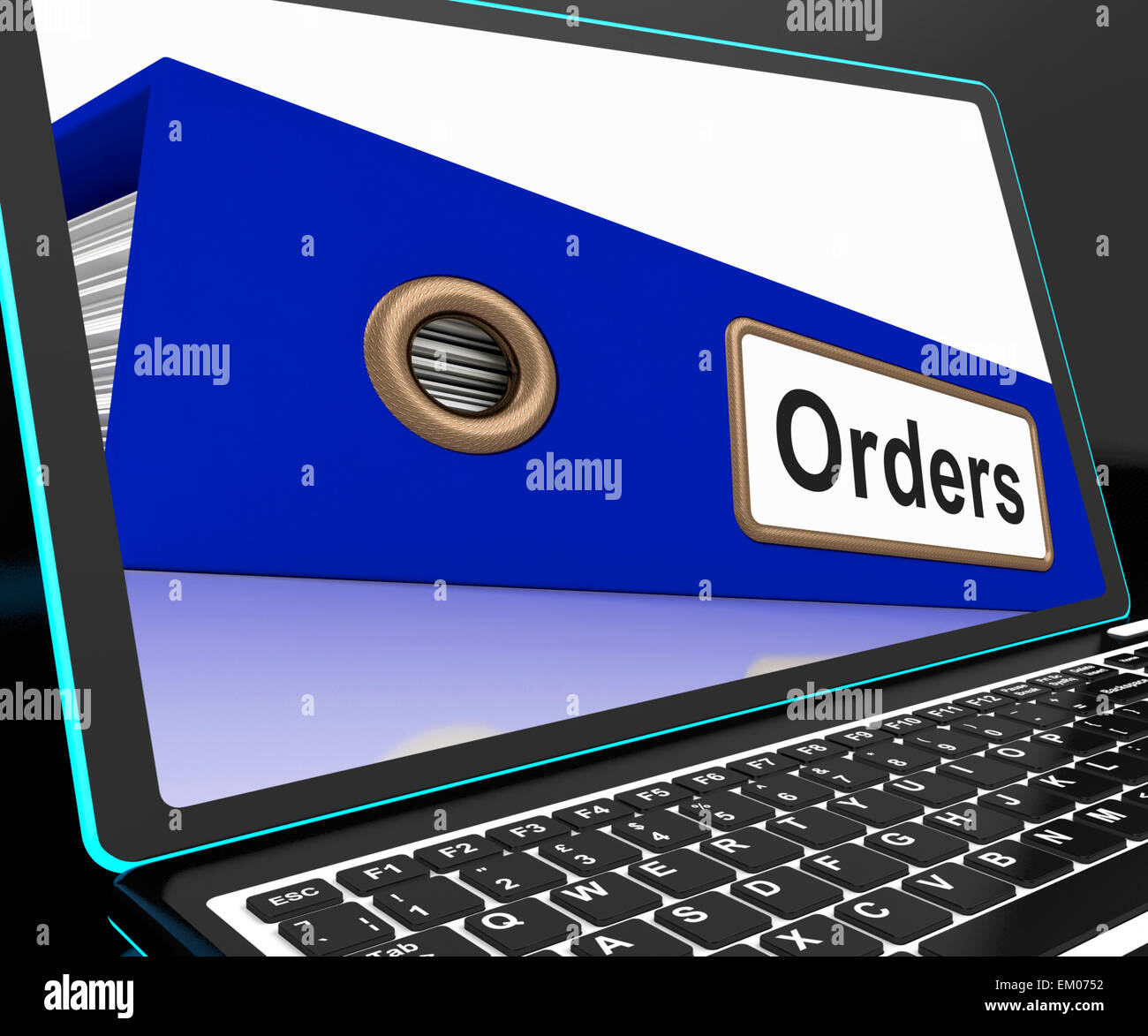 Orders File On Laptop Shows Customers Records Stock Photo - Alamy