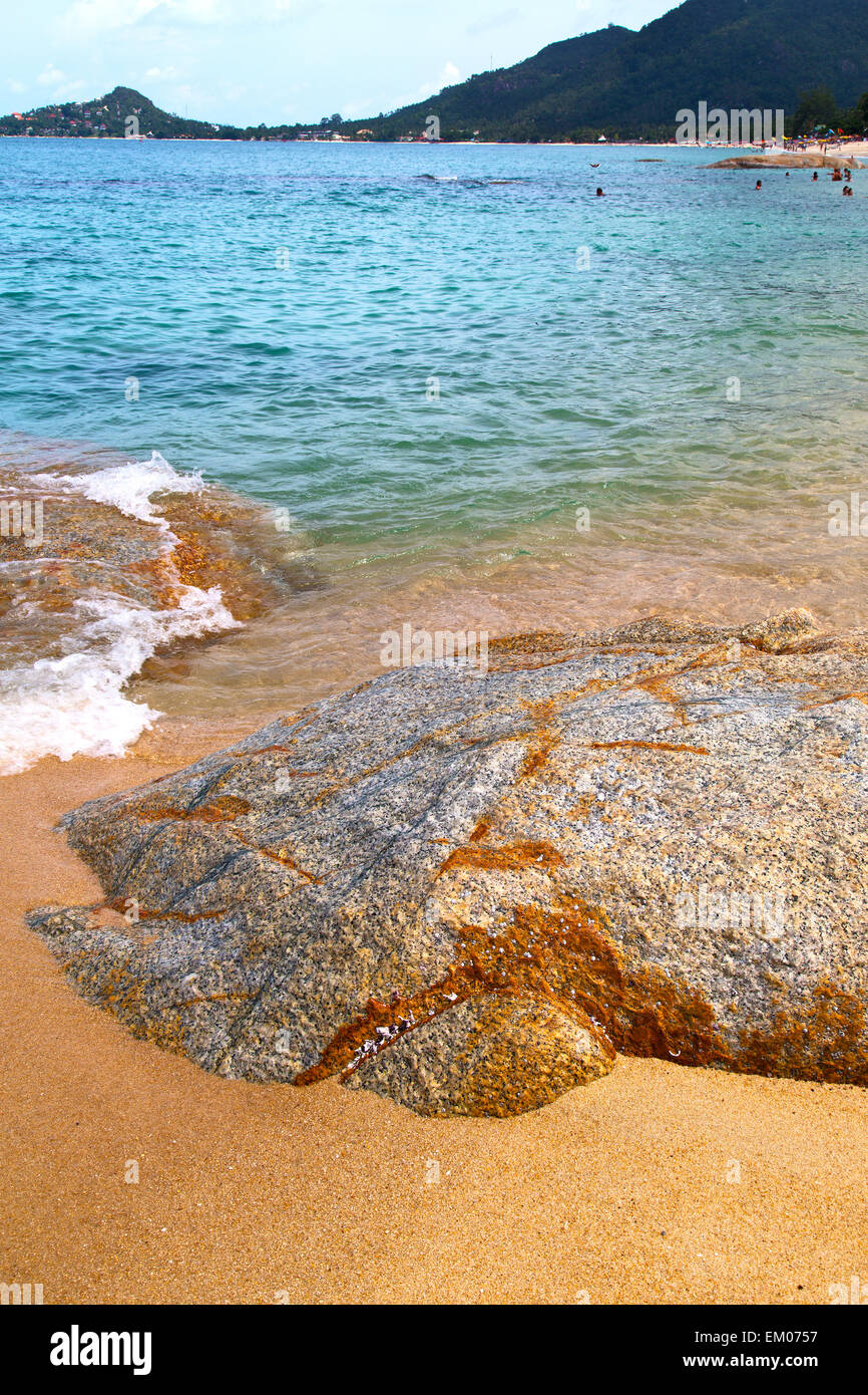 kho samui bay asia isle white beach tree rocks in thailand and south ...