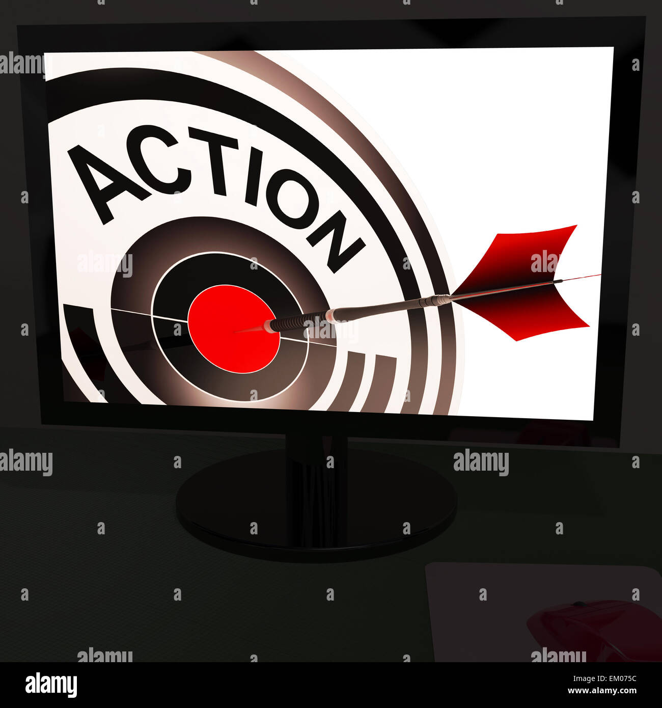 Action On Monitor Showing Acting Stock Photo - Alamy