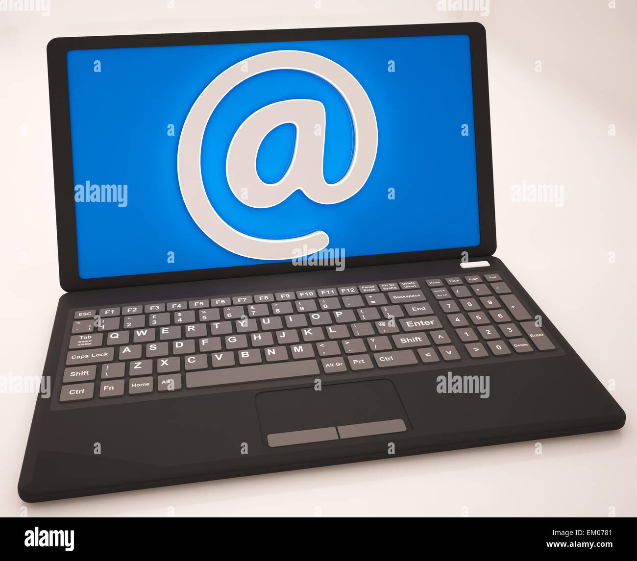 At Sign On Laptop Shows Website Contact Stock Photo - Alamy