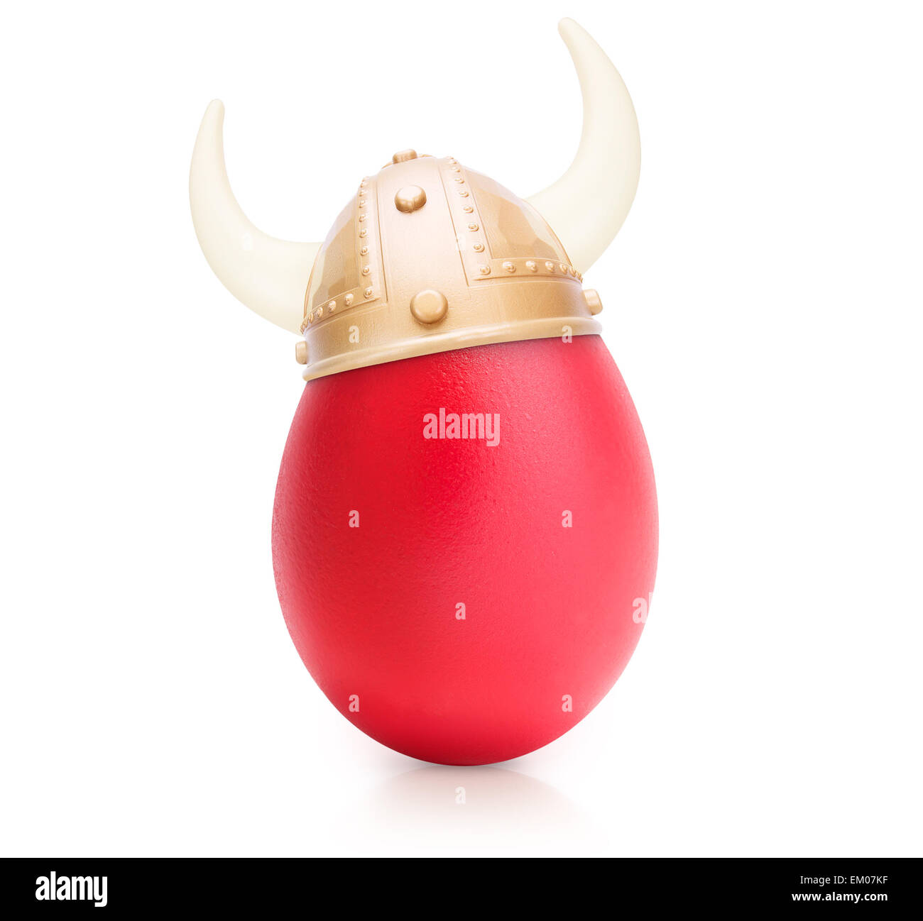 red egg isolated on white in viking helmet Stock Photo - Alamy