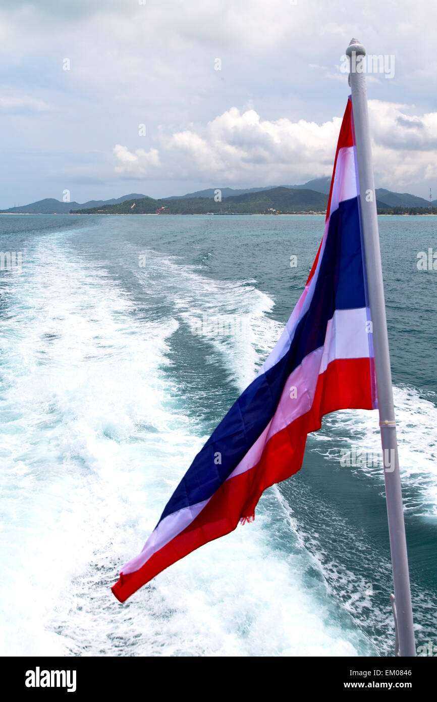 asia myanmar kho samui bay isle waving flag in thailand and south china ...