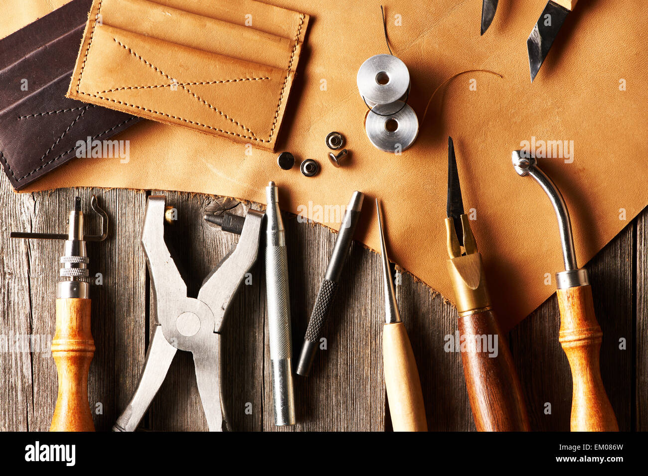 Leather crafting tools Stock Photo - Alamy