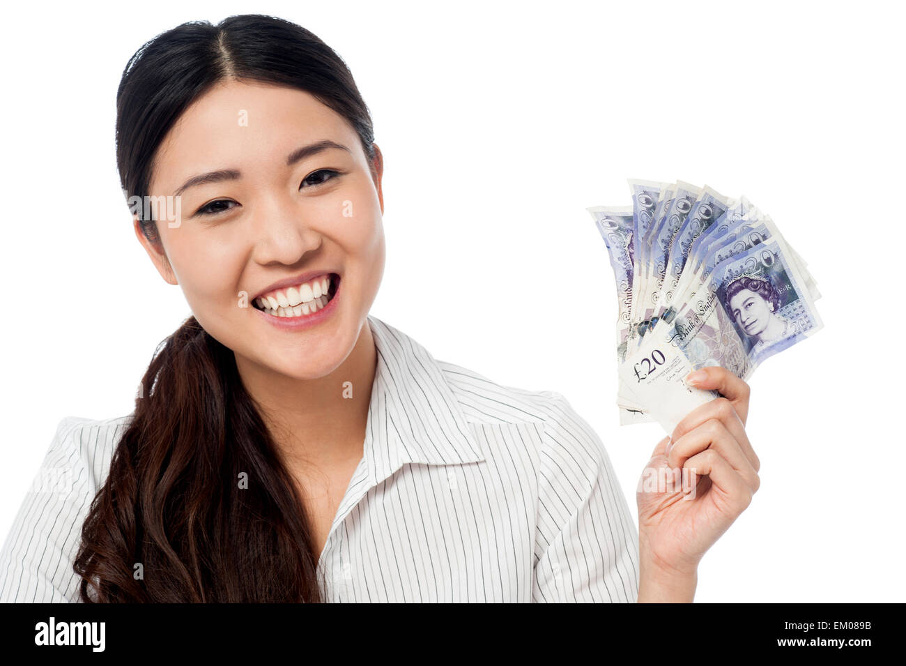 Young woman happy pound notes hi-res stock photography and images - Alamy