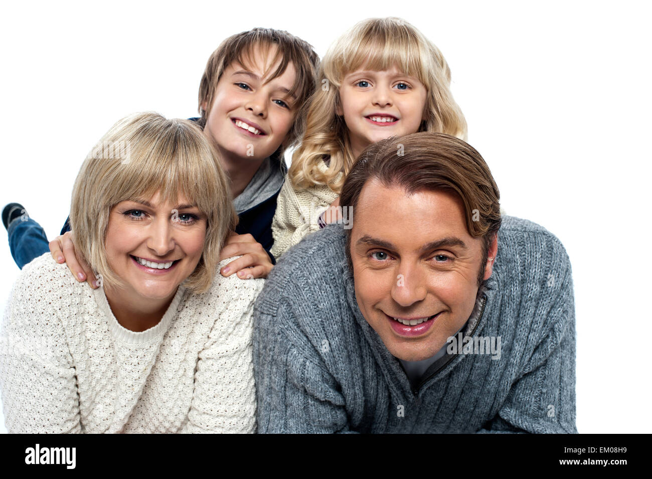 A happy family on white background Stock Photo - Alamy